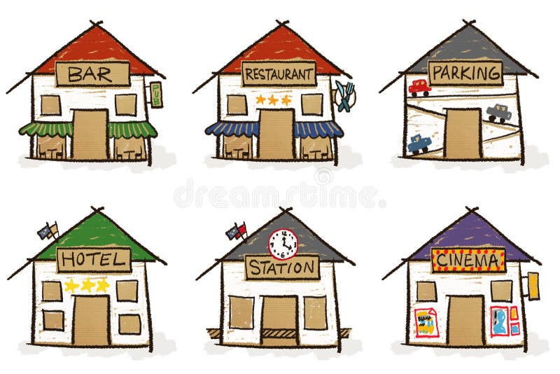 Six hand drawn houses stock illustration. Illustration of drawn - 18723503