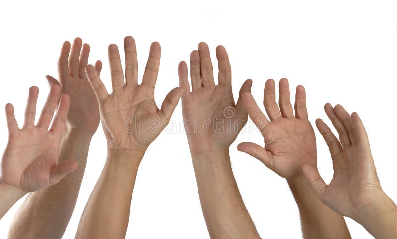 Six Hands Raised stock photo. Image of palm, white, fingers - 10168198