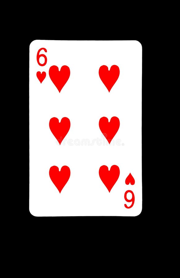 Six of Hearts Playing Card on Black Background Stock Illustration ...