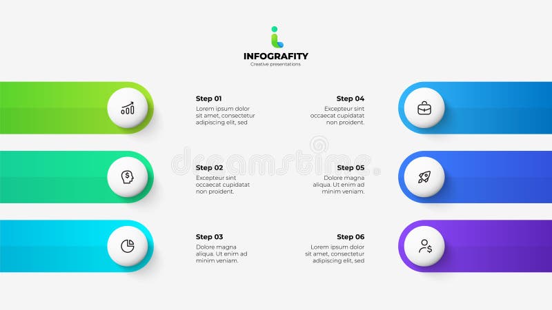 Six Horizontal Stripes with Circles. Creative Infographic Design ...