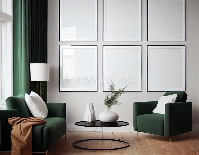 Six Interior Vertical Rectangular Poster Mockups with Plant and ...