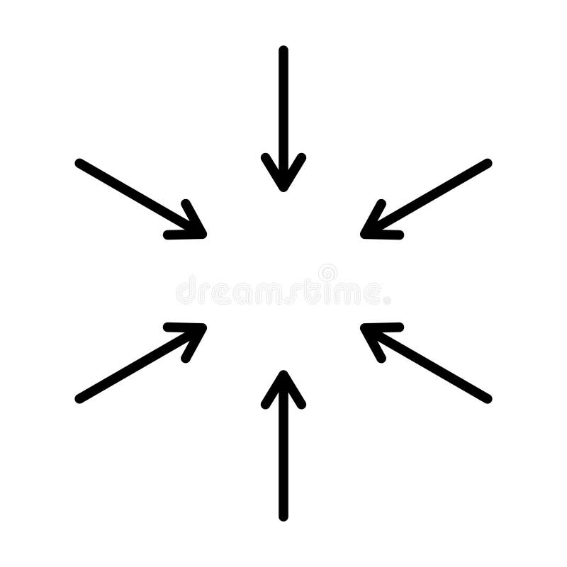 Six Inward Radial Arrows Icon. Stock Vector - Illustration of middle ...