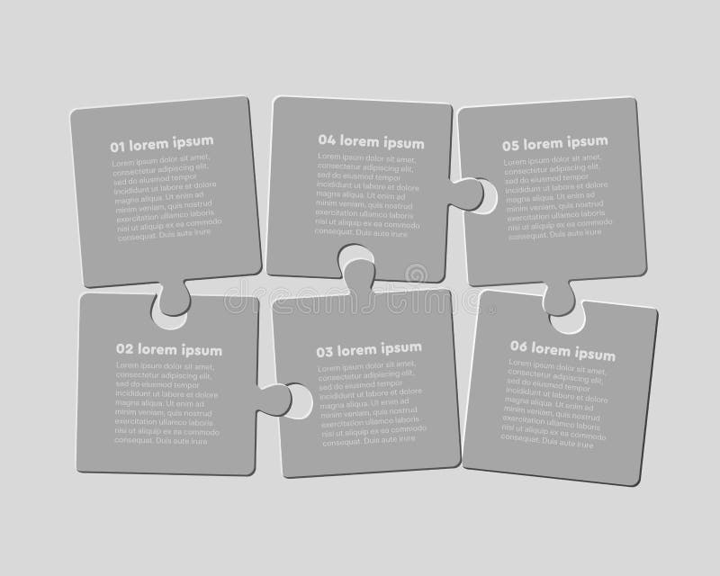 Six Jigsaw Puzzle Template Process with Text Space Stock Vector ...