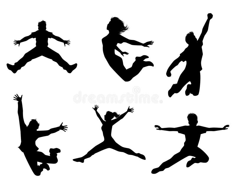 Six jumping teenagers stock vector. Illustration of black - 58845444