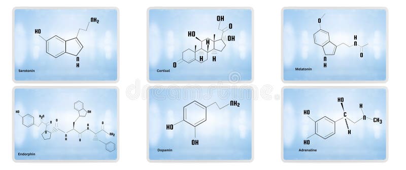 Six Key Brain Chemical Structures with Medical Abstract Backgrounds ...