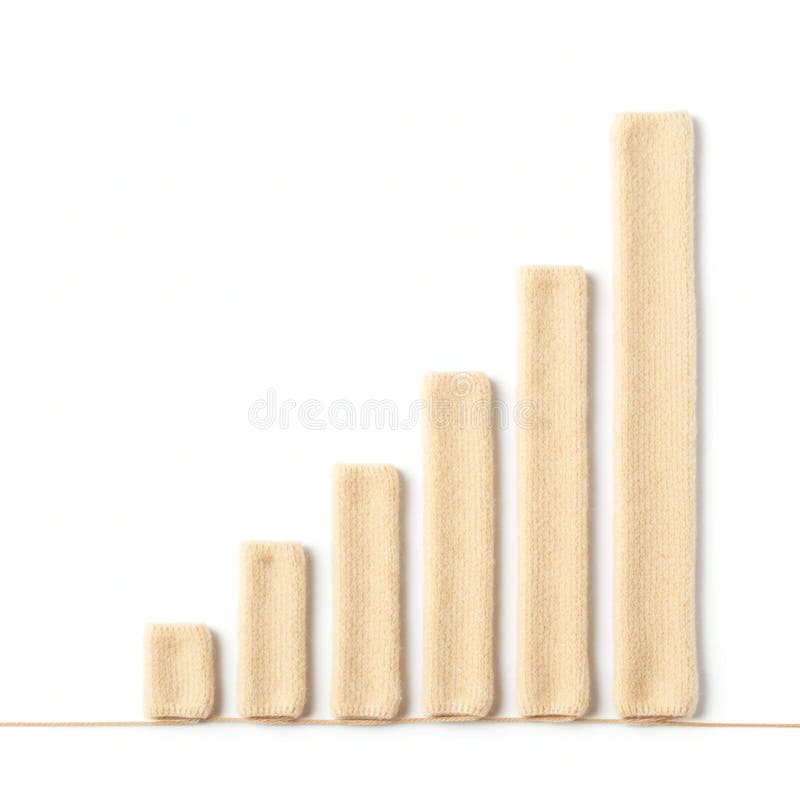 Six Knitted, Cylindrical Objects Arranged in Ascending Order from Left ...