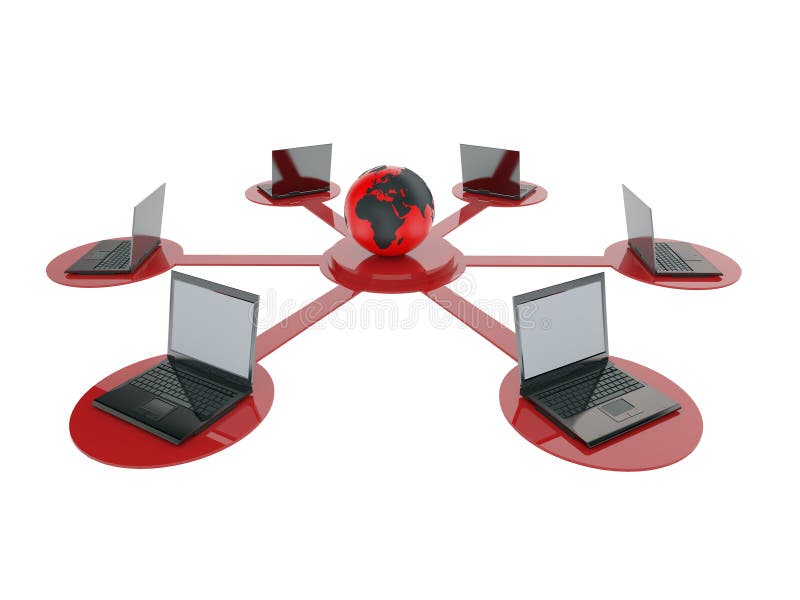 Six Laptop Computer Network Stock Illustration - Illustration of ...