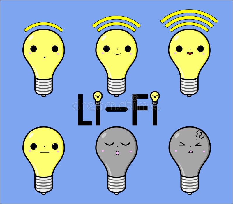 Six Li-Fi Icons in Kawaii Style Stock Vector - Illustration of lifi ...