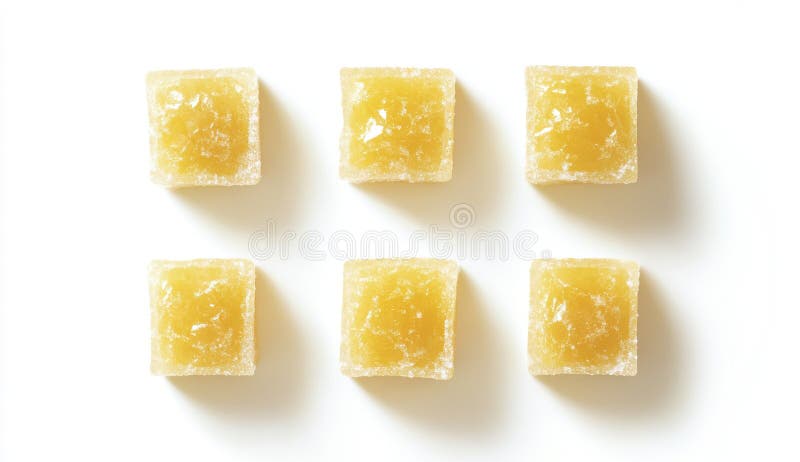 Six Light Yellow Lemon Gummies on White Background Stock Illustration ...