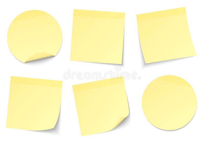 Six Light Yellow Sticky Notes Shadow Stock Vector - Illustration of ...