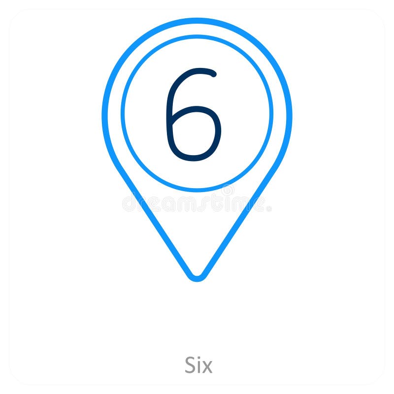 Six and Location Icon Concept Stock Illustration - Illustration of ...