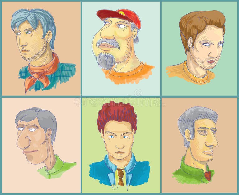 Six Man Heads Stock Illustrations – 42 Six Man Heads Stock ...