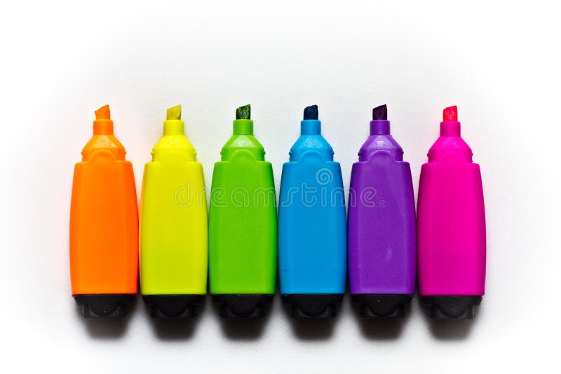Six Markers of Different Colors Stock Image - Image of purple, black ...