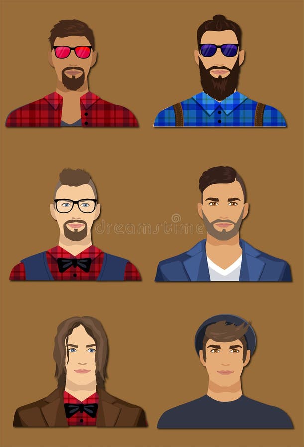 Six men character avatars stock vector. Illustration of people - 95100026