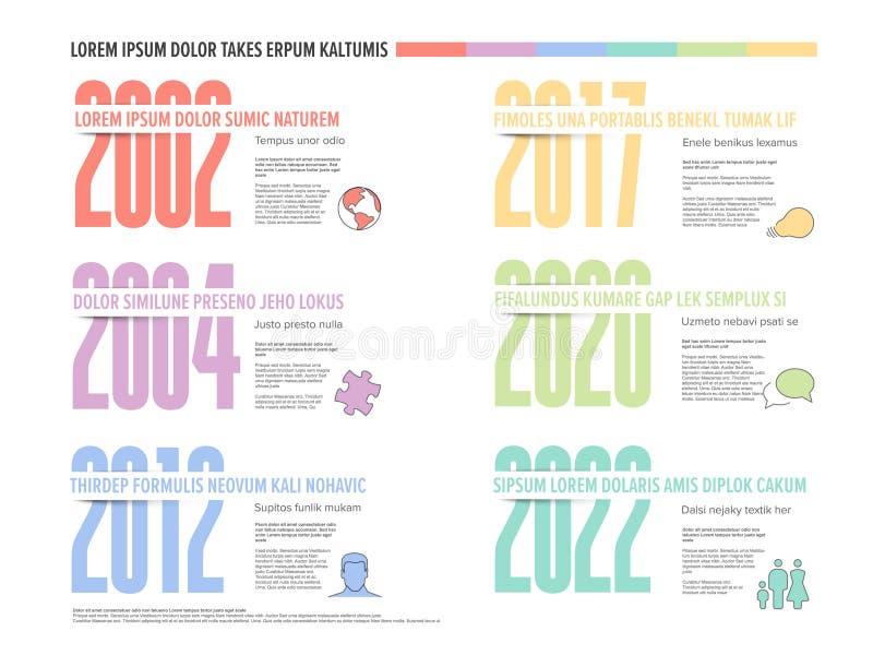 Six Milestone Timeline Template with Big Year Numbers Stock Vector ...