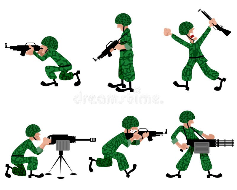 Six soldiers set stock vector. Illustration of rifle - 58107821
