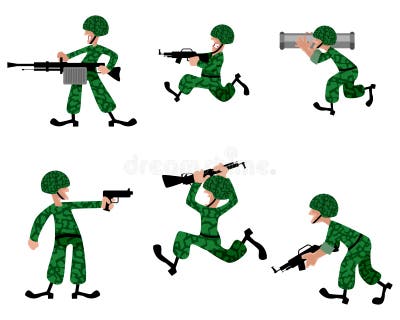 Six military man stock vector. Illustration of weapon - 84611248