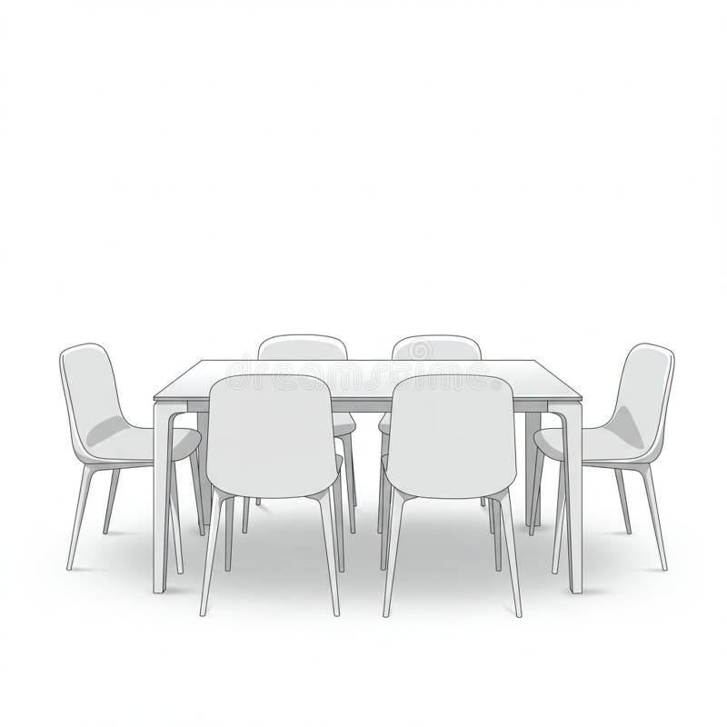 Six Minimalist Chairs Surround a Rectangular Table in this Digital ...