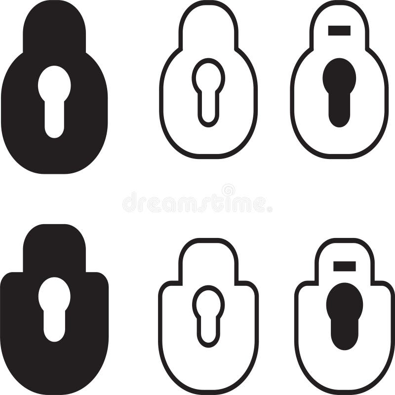 Lock Solid Black and Outline Vector Design Illustrator Stock Vector ...