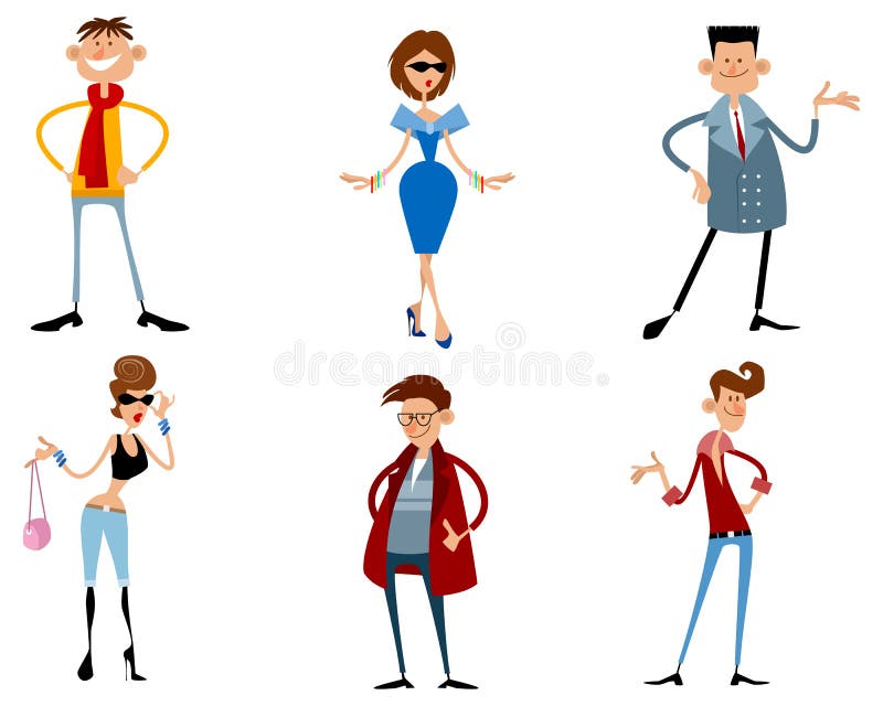 Six modern teenagers stock vector. Illustration of vector - 89277777