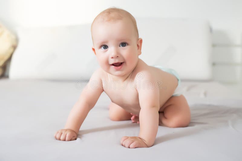 The Six-month-old Kid. Newborn 6 Months. Stock Photo - Image of looking ...