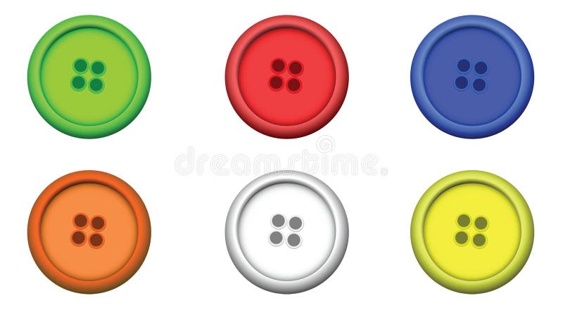 Six multi color buttons stock vector. Illustration of personal - 13572435