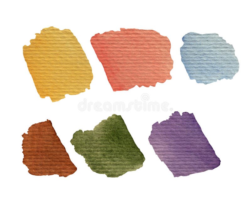 Six Multi-colored Watercolor Spots of Different Shapes Stock ...
