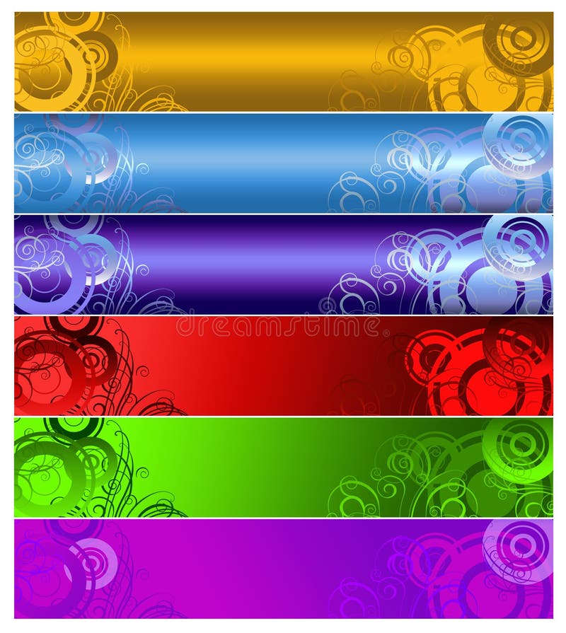Six multi-coloured banners stock illustration. Illustration of clip ...