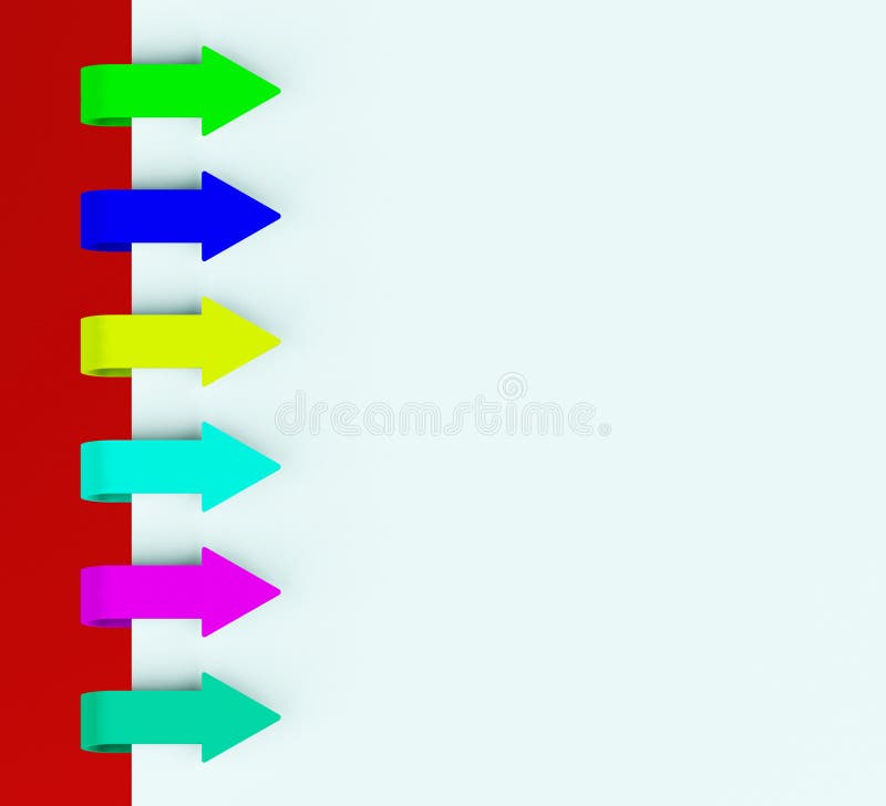 Six Multicolored Arrow Tabs Over Paper for Menu List 3d Rendering Stock ...