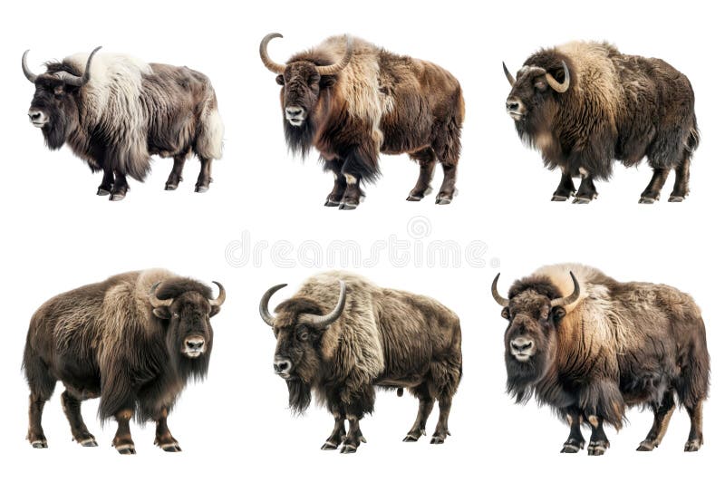 Six Musk Oxen Standing on a Transparent Background Stock Photo ...