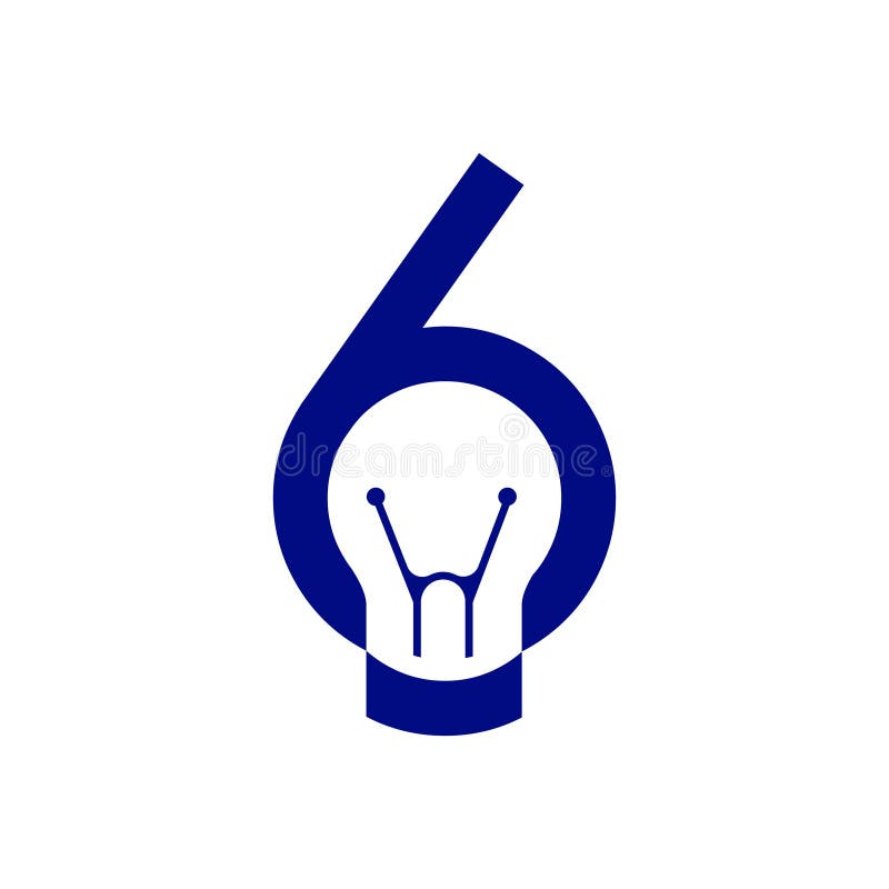 Six Number with Smart Bulb Logo Vector Element. Number with Negative ...