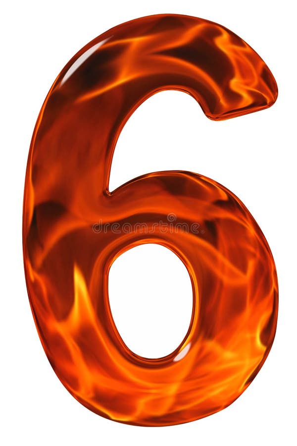6, Six, Numeral from Glass with an Abstract Pattern of a Flaming Stock ...