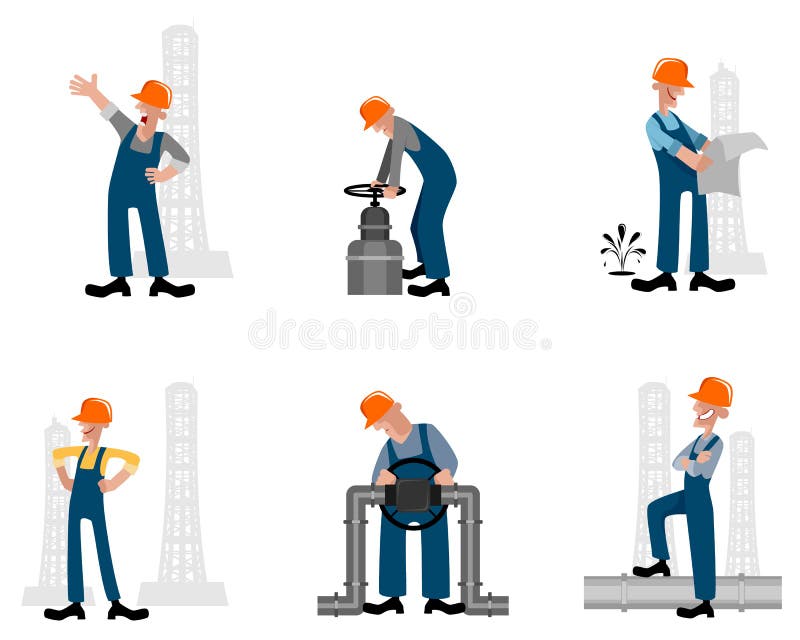 Silhouette Oilman Background in Infrastructure Stock Vector ...