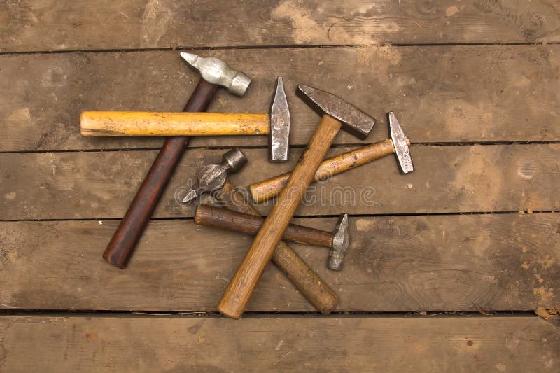 Six old hammers stock photo. Image of wood, home, hardware - 82519982