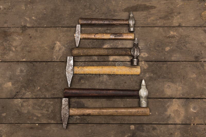 Six old hammers stock photo. Image of wood, home, hardware - 82519982