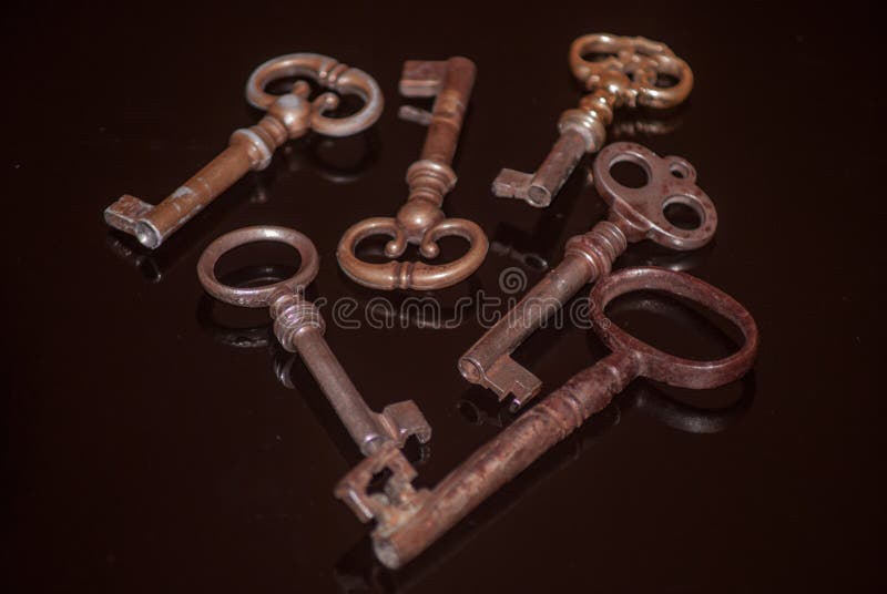 Six old rusty keys stock image. Image of door, grey - 115472237