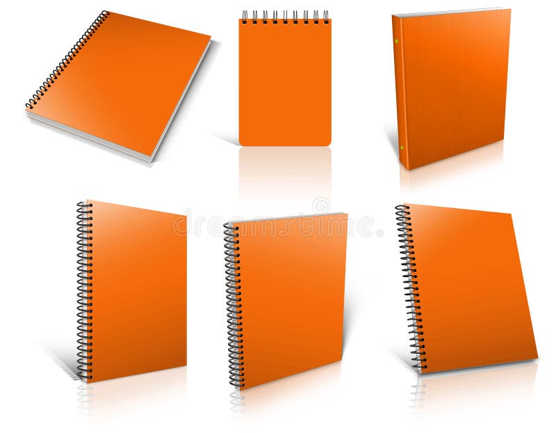Six Orange Spiral Blank Notepad on White. Stock Illustration ...