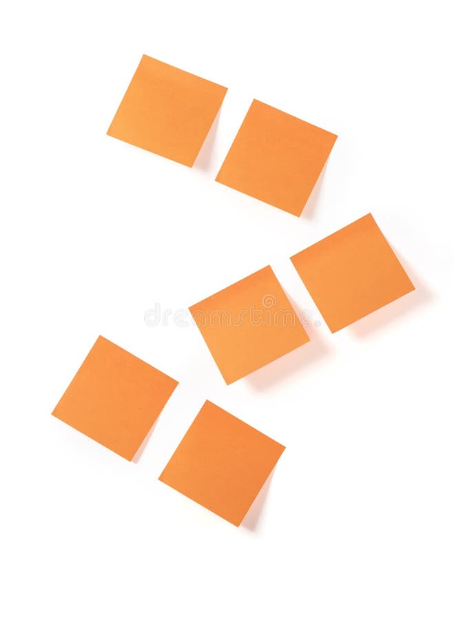 Six Orange Square Sticky Note Papers Isolated with Clipping Path Stock ...