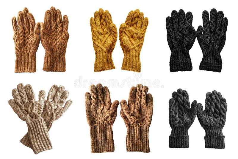 Six Pairs of Knitted Gloves in Different Colors Stock Image ...
