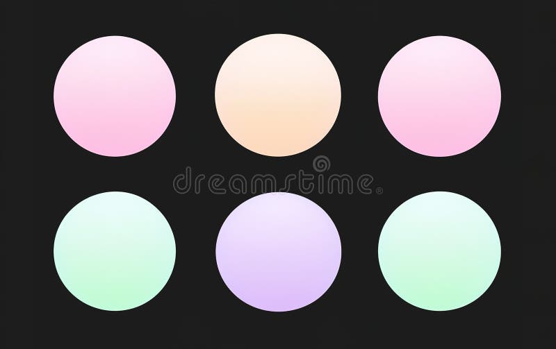 Six Pastel-colored Circles Arranged in a Grid Against a Dark Background ...