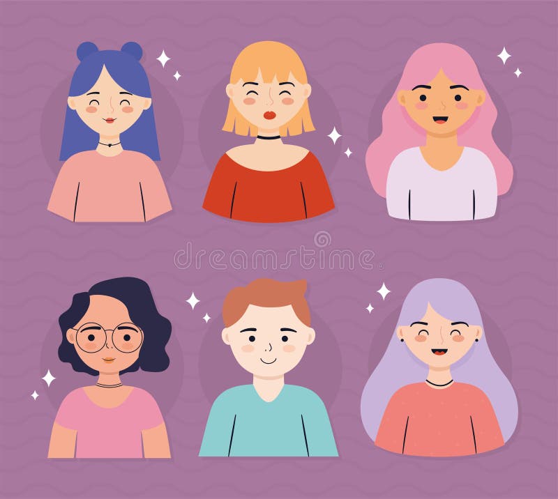 Six people group stock vector. Illustration of multiracial - 251465976