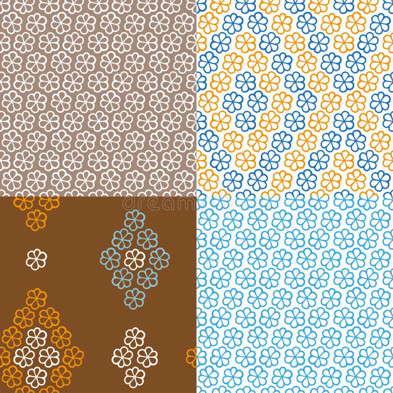 Six-petal flowers patterns stock vector. Illustration of frame - 25603251