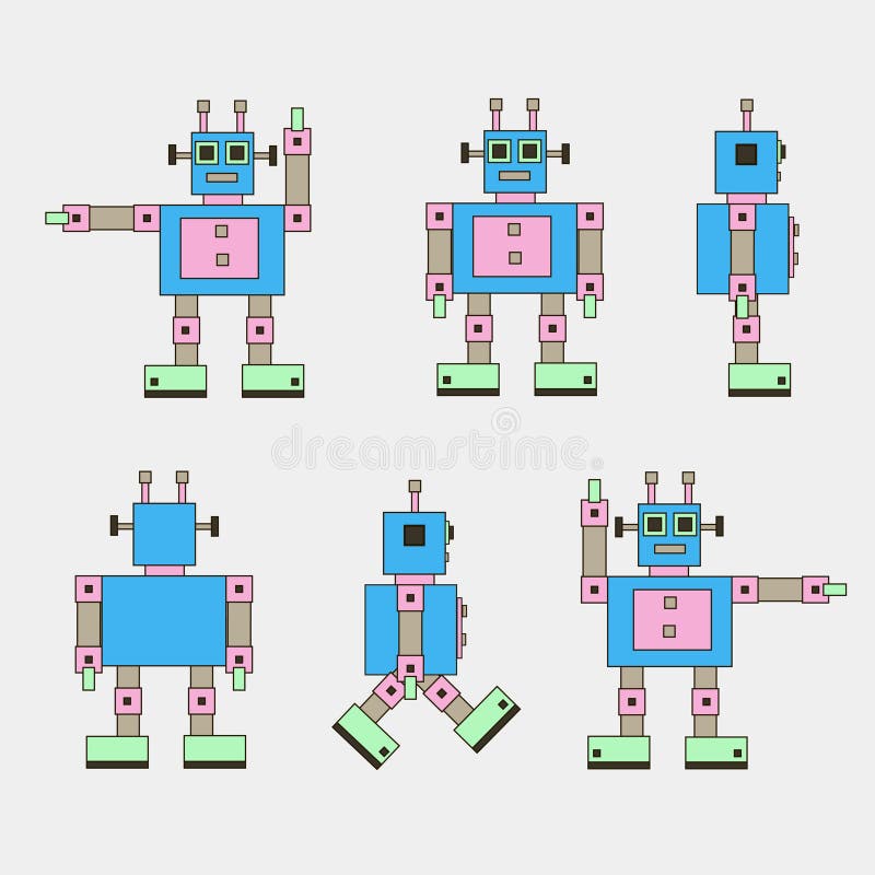 The Six-piece Robot Set Shows, Welcomes, Informs, Goes and Stands Front ...