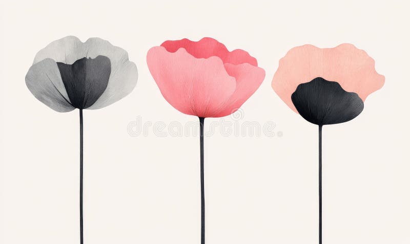 Six-piece Set of Clean, Modern Flower Designs Stock Image - Image of ...