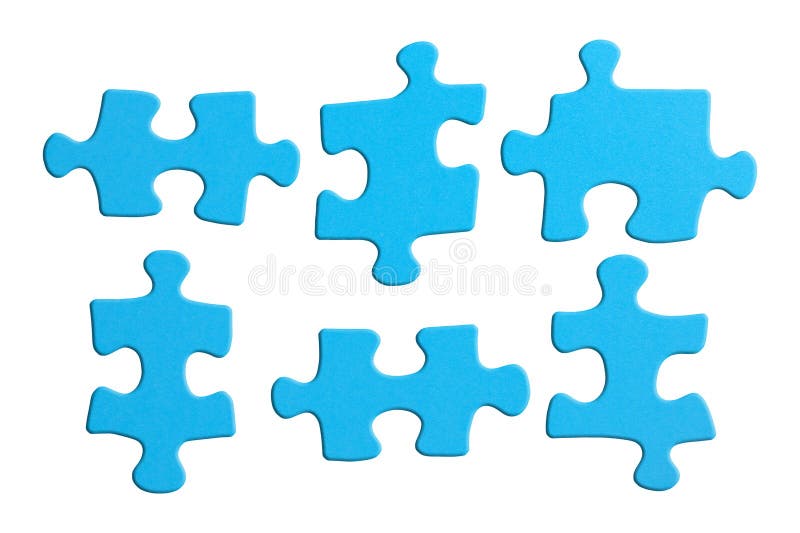 Six Pieces of Jigsaw Puzzle Stock Photo - Image of symbol, connect ...
