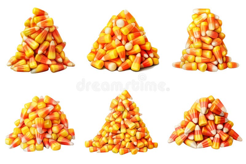 Six Piles of Candy Corn in Various Sizes Stock Photo - Illustration of ...