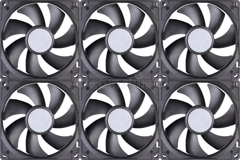 Six Plastic Black Computer Fans Stock Photo - Image of power ...