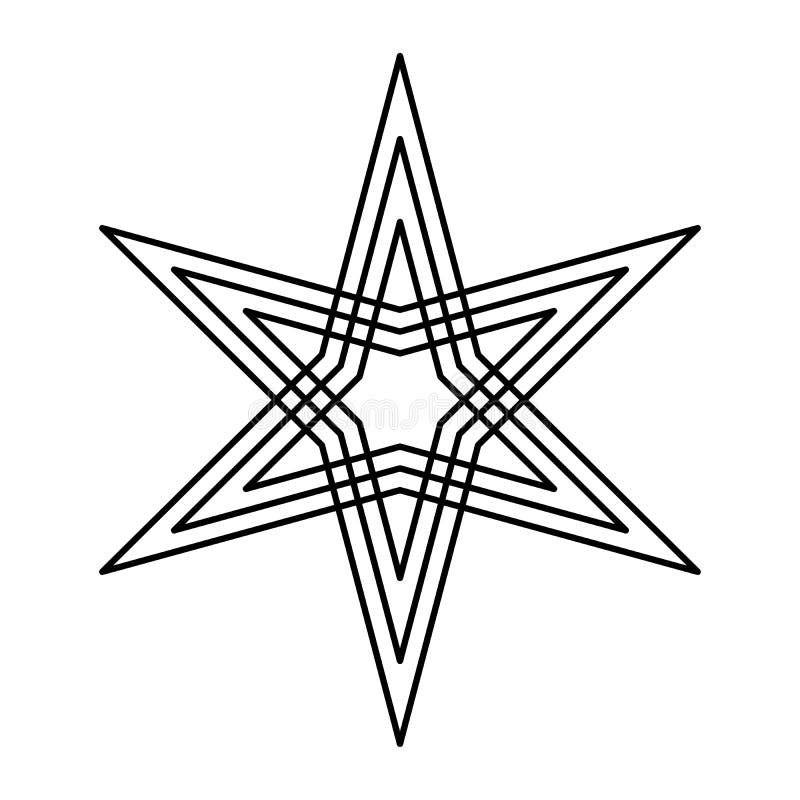 Six-pointed Star, an Hexagram with Three Symmetric Offset Lines Stock ...