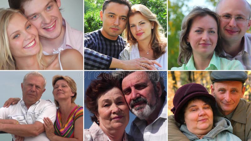 Six Portraits of Pairs of Different Ages, Stock Footage - Video of head ...