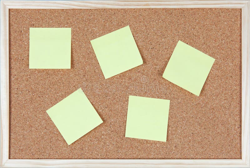 Six Post-it Notes Sticked on Corkboard Stock Photo - Image of memo ...